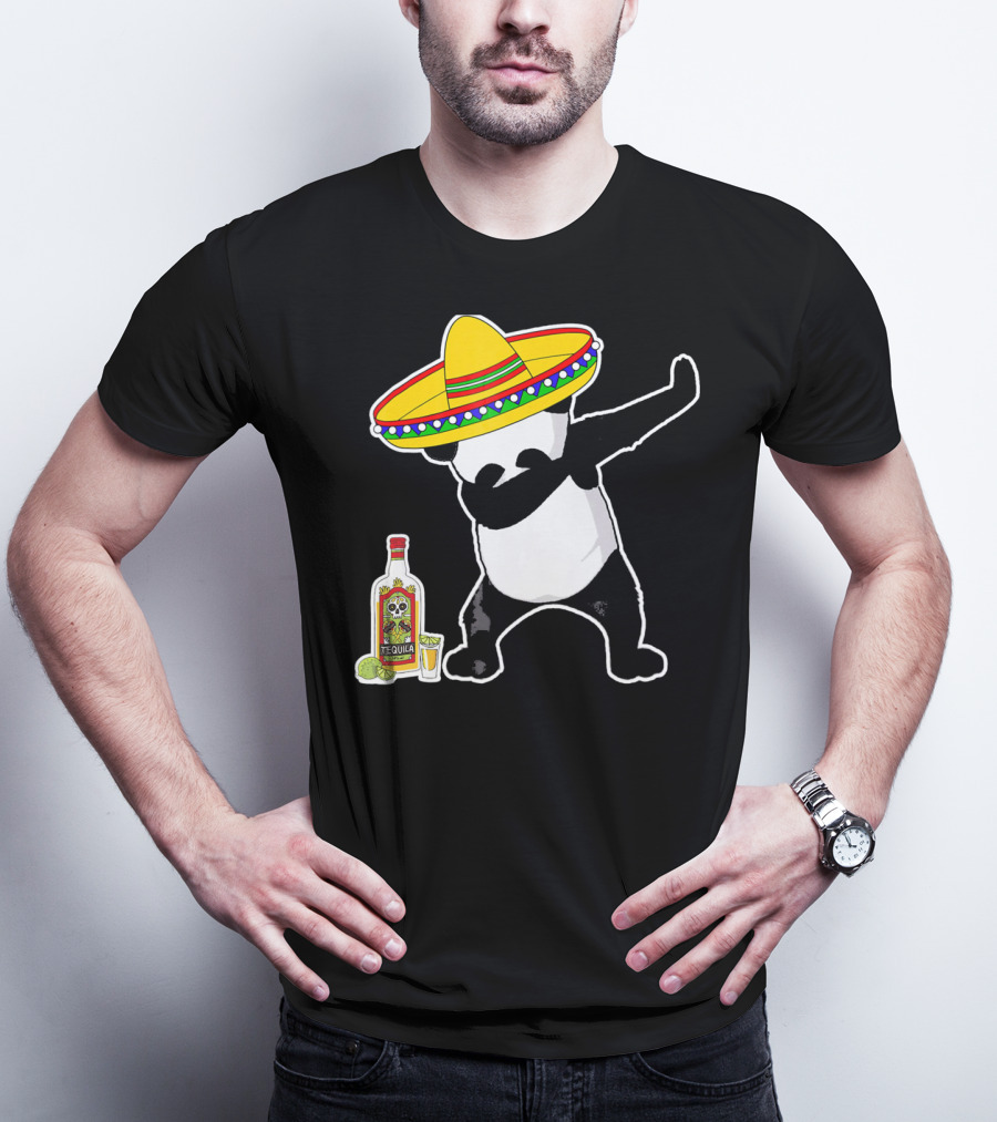 Cinco De Mayo Panda Dabbing With Sombrero And Tequila T-Shirt