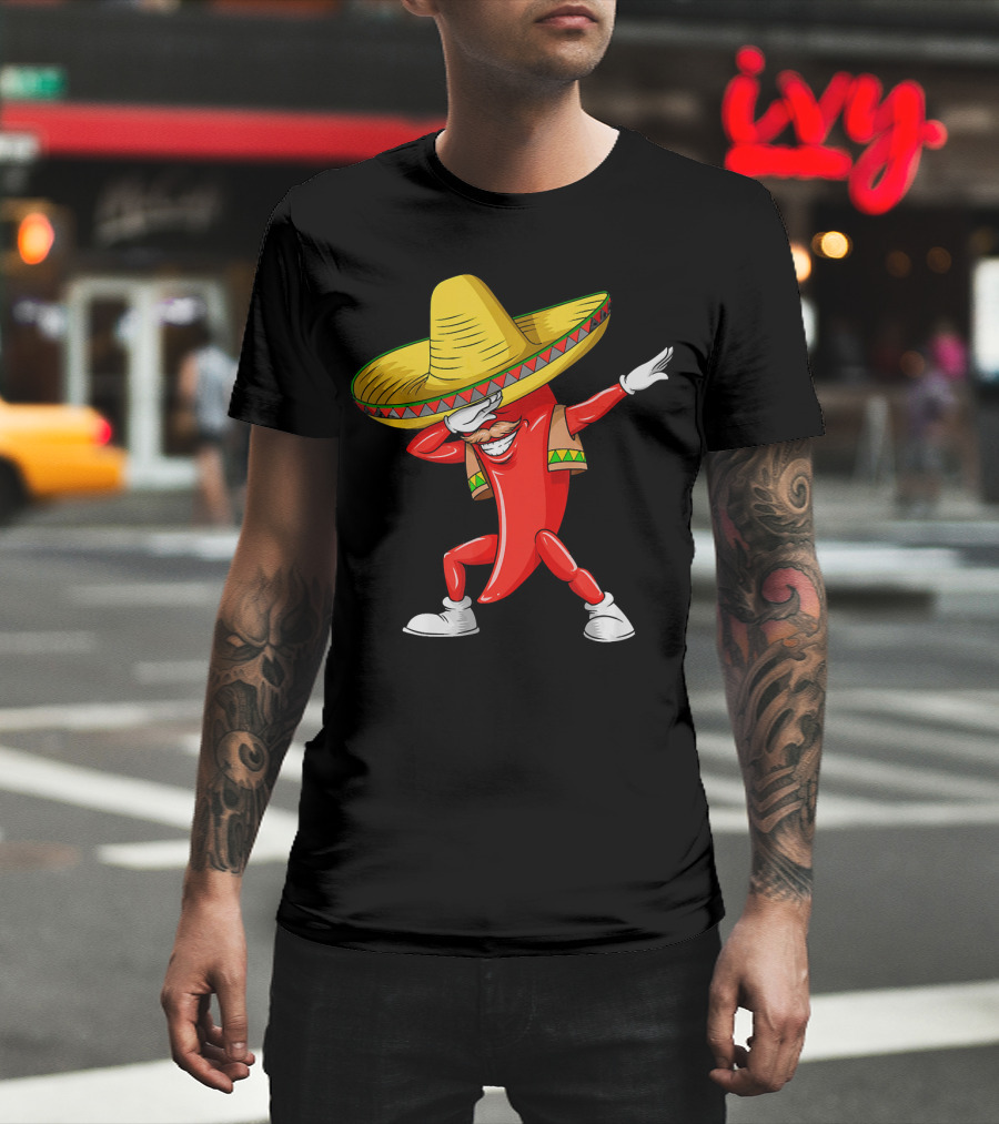 Dabbing Chili Pepper Sombrero Dance Cinco De Mayo T-Shirt