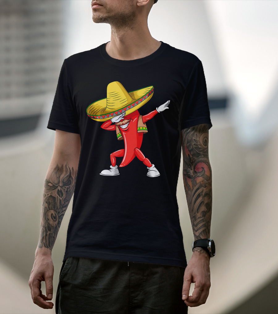 Dabbing Chili Pepper Sombrero Dance Cinco De Mayo T-Shirt