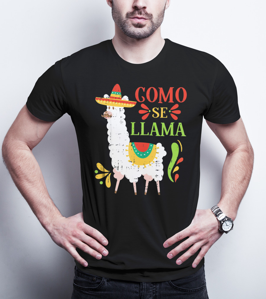 Como Se Llama Funny Cinco De Mayo Llama With Sombrero T-Shirt