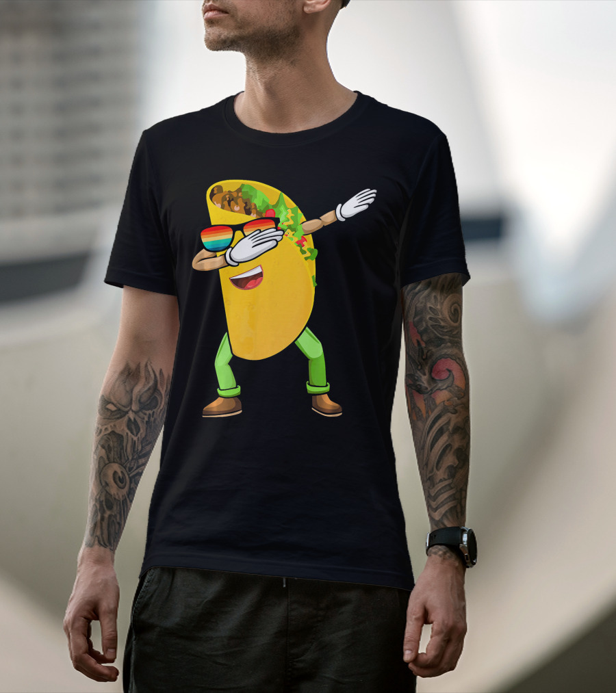 Dabbing Taco With Sunglasses Cinco De Mayo Fiesta Fun T-Shirt