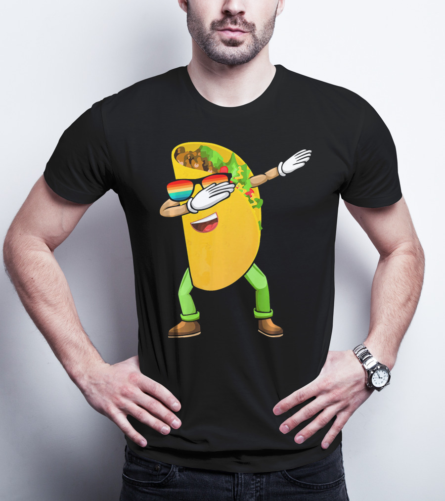 Dabbing Taco With Sunglasses Cinco De Mayo Fiesta Fun T-Shirt