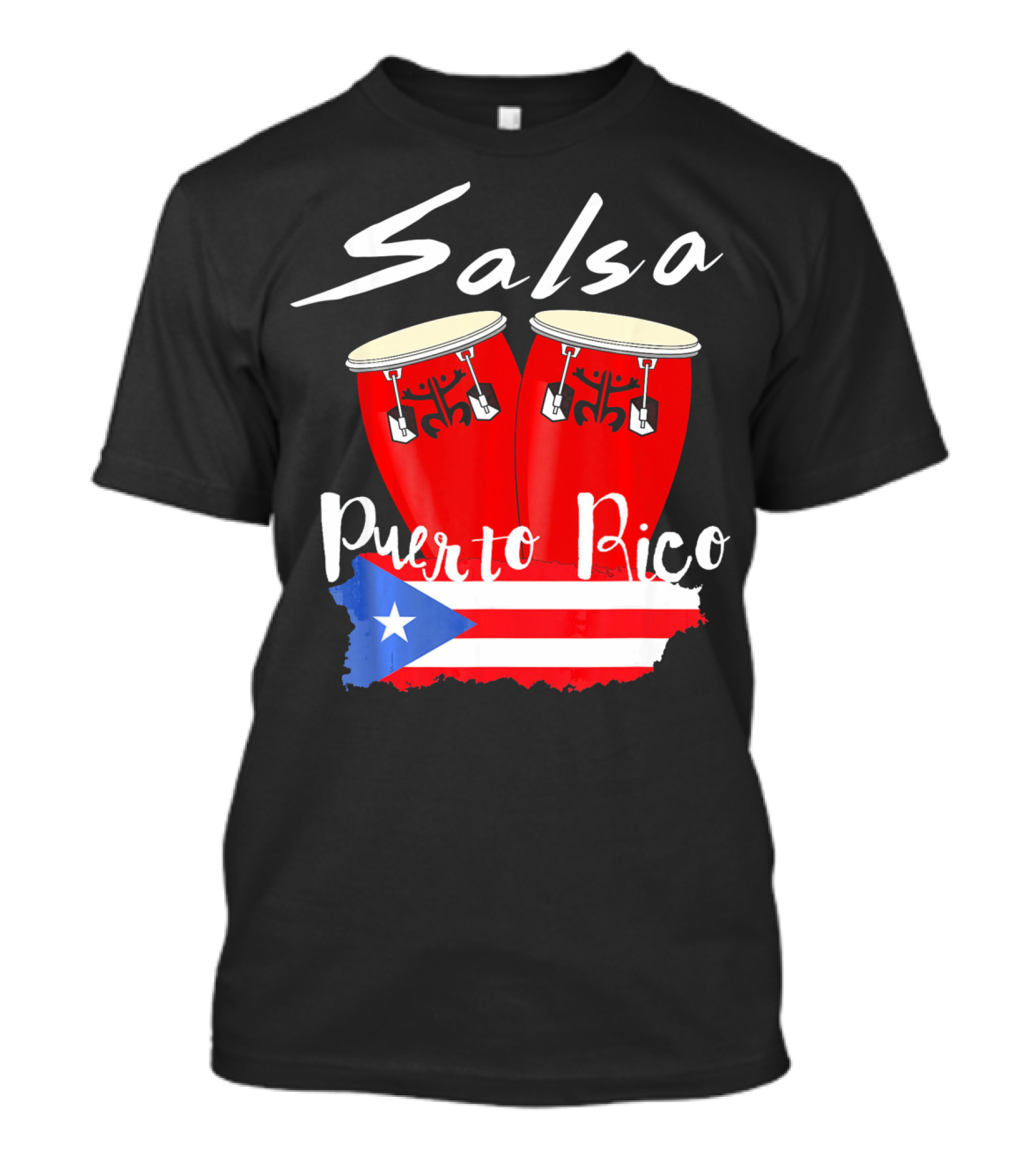 Salsa Puerto Rico Boricua Flag Bongos T-Shirt