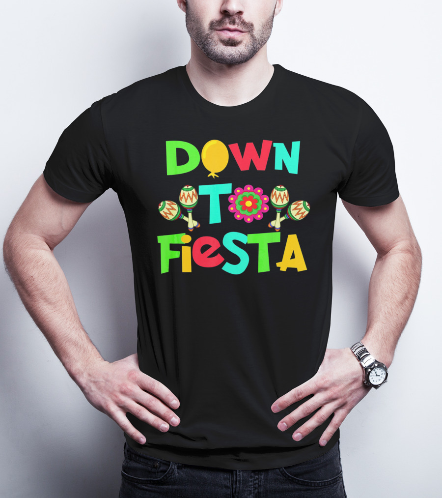 Down To Fiesta Cinco De Mayo Colorful Maracas Balloon Flower T-Shirt