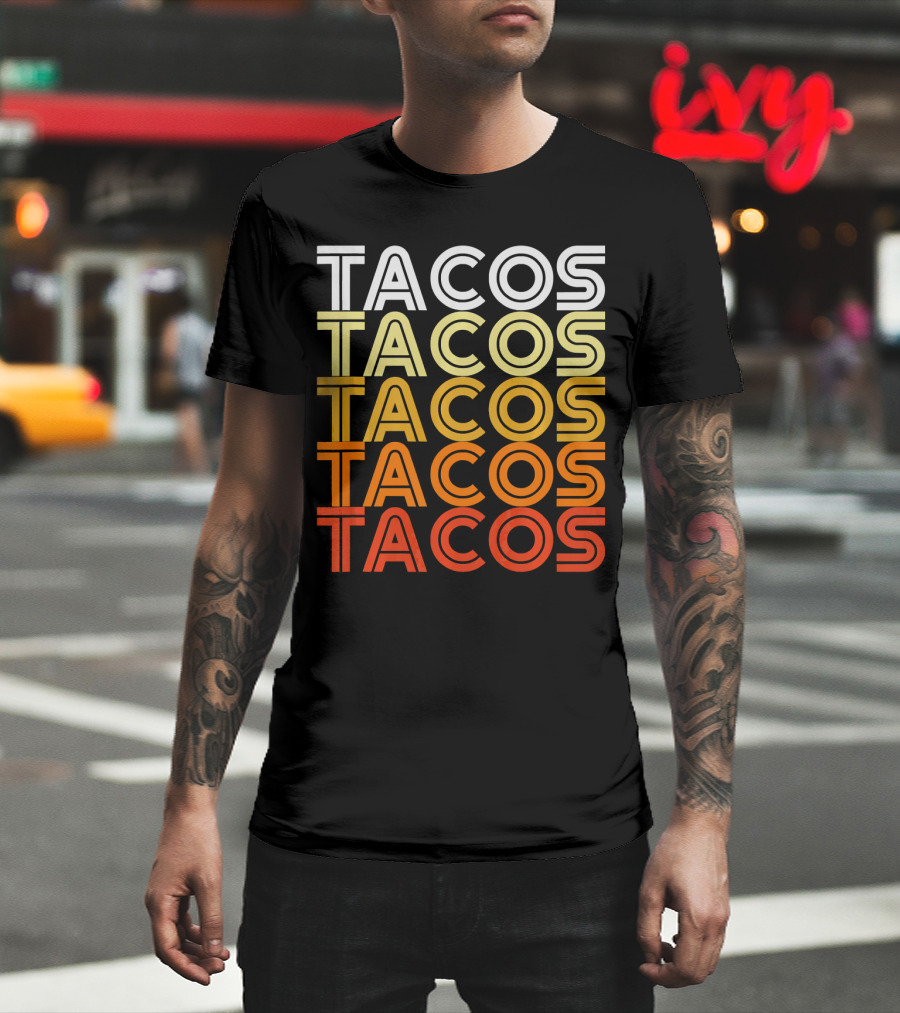 Cool Retro Vintage Tacos Gradient T-Shirt