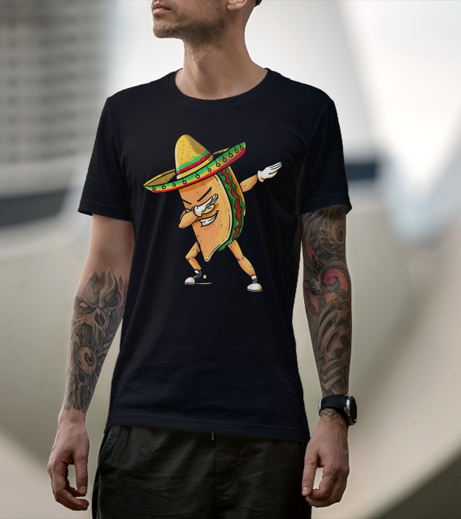 Funny Dabbing Taco Mexican Cinco De Mayo Sombrero Dance T-Shirt
