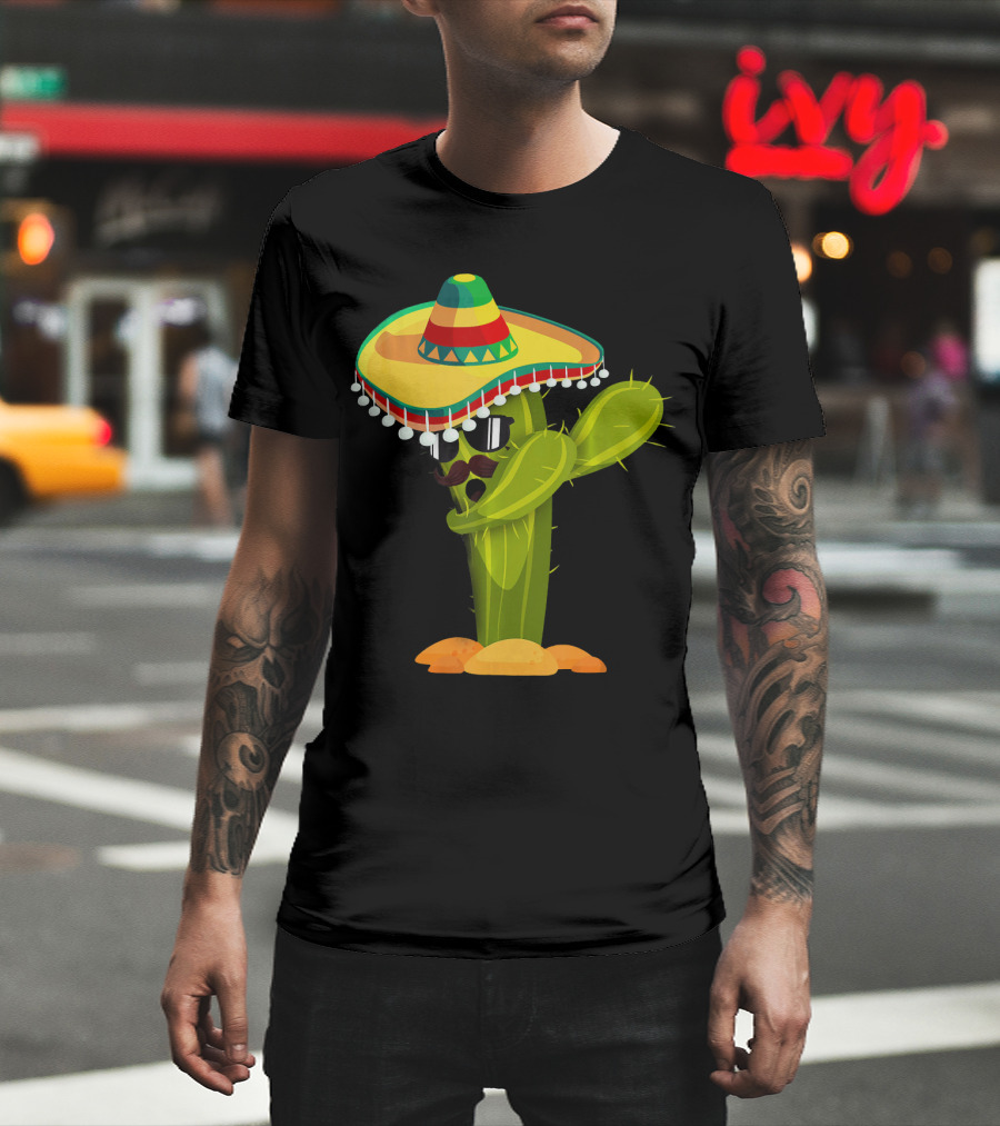 Cinco De Mayo Dabbing Cactus Sombrero Boy T-Shirt