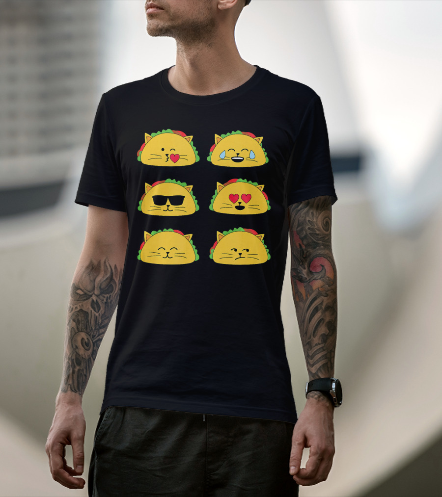 Taco Cat Emoji Faces Tacocat Lover T-Shirt