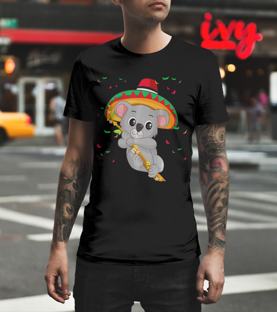 Cute Koala Bear With Sombrero Celebrating Cinco De Mayo 5th Of May T-Shirt