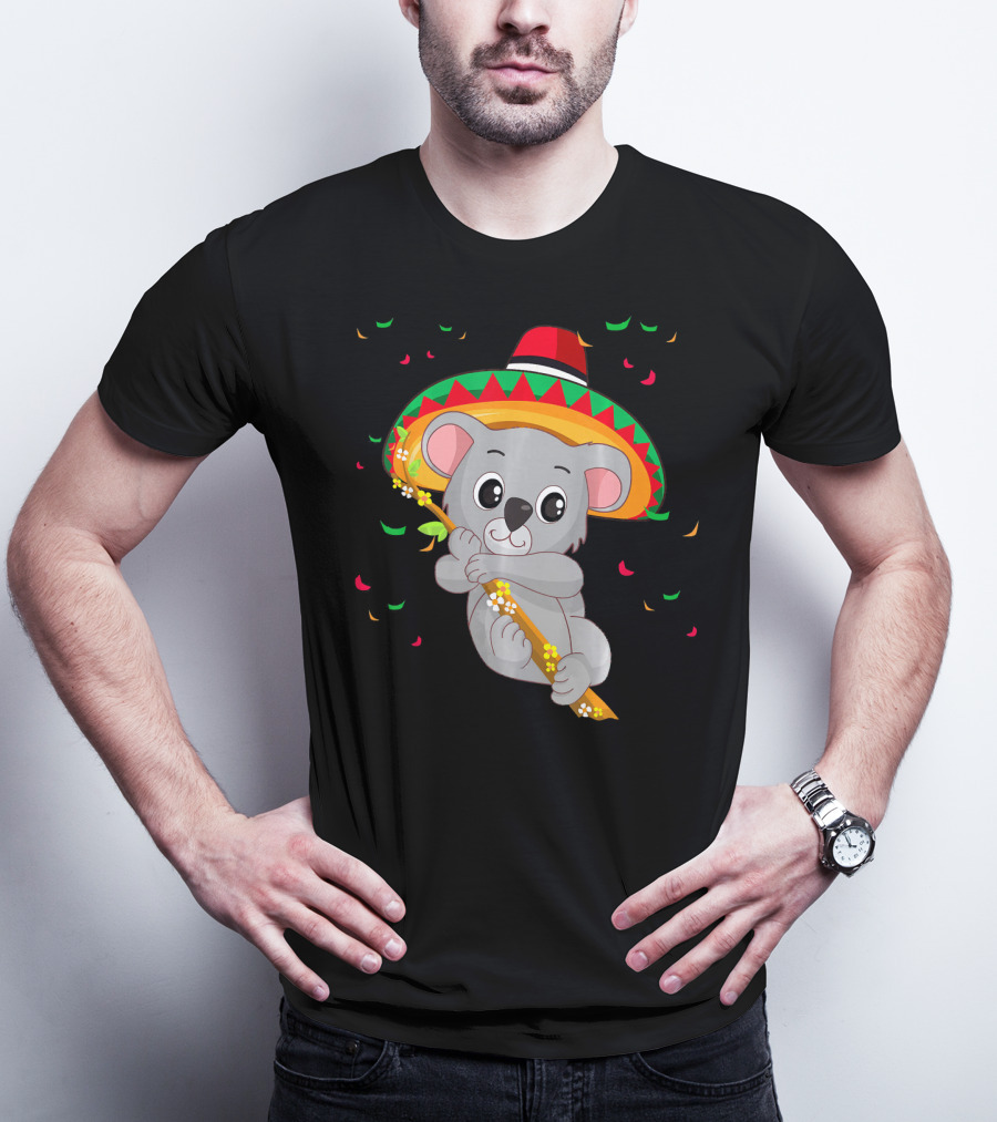 Cute Koala Bear With Sombrero Celebrating Cinco De Mayo 5th Of May T-Shirt
