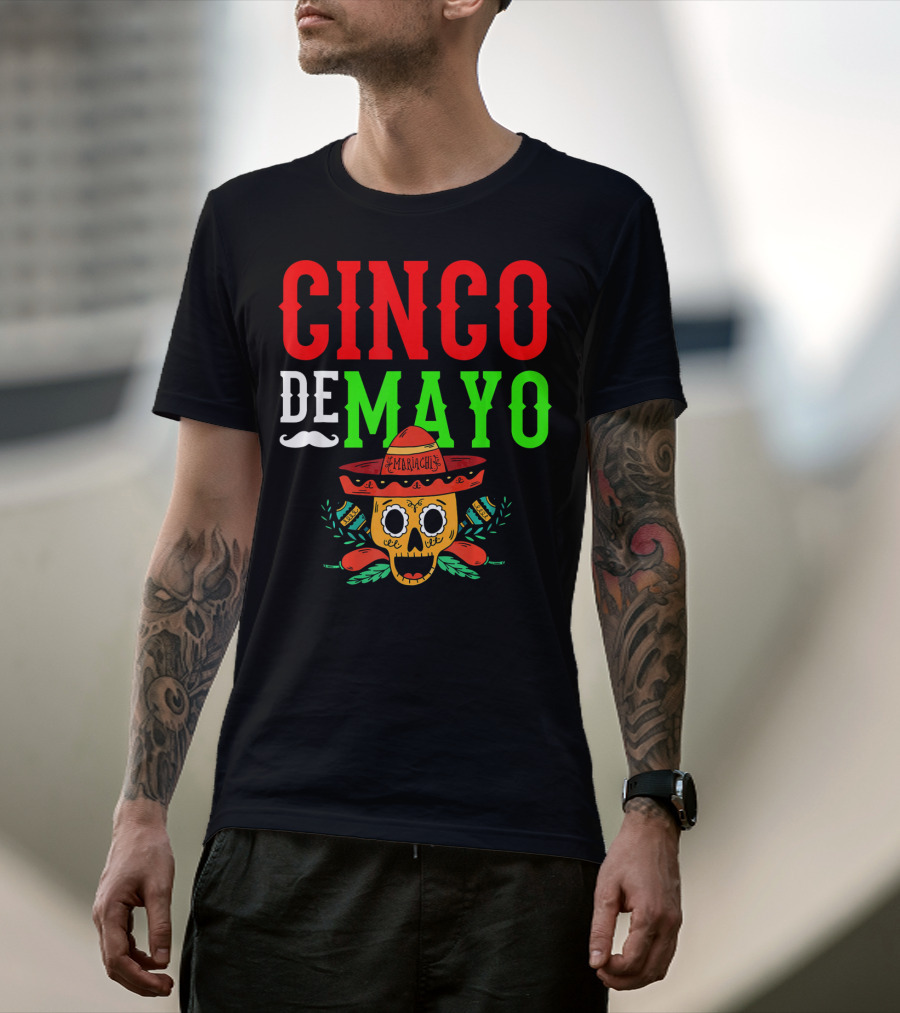 Cinco De Mayo Mariachi Skull Funny Mexic T-Shirt