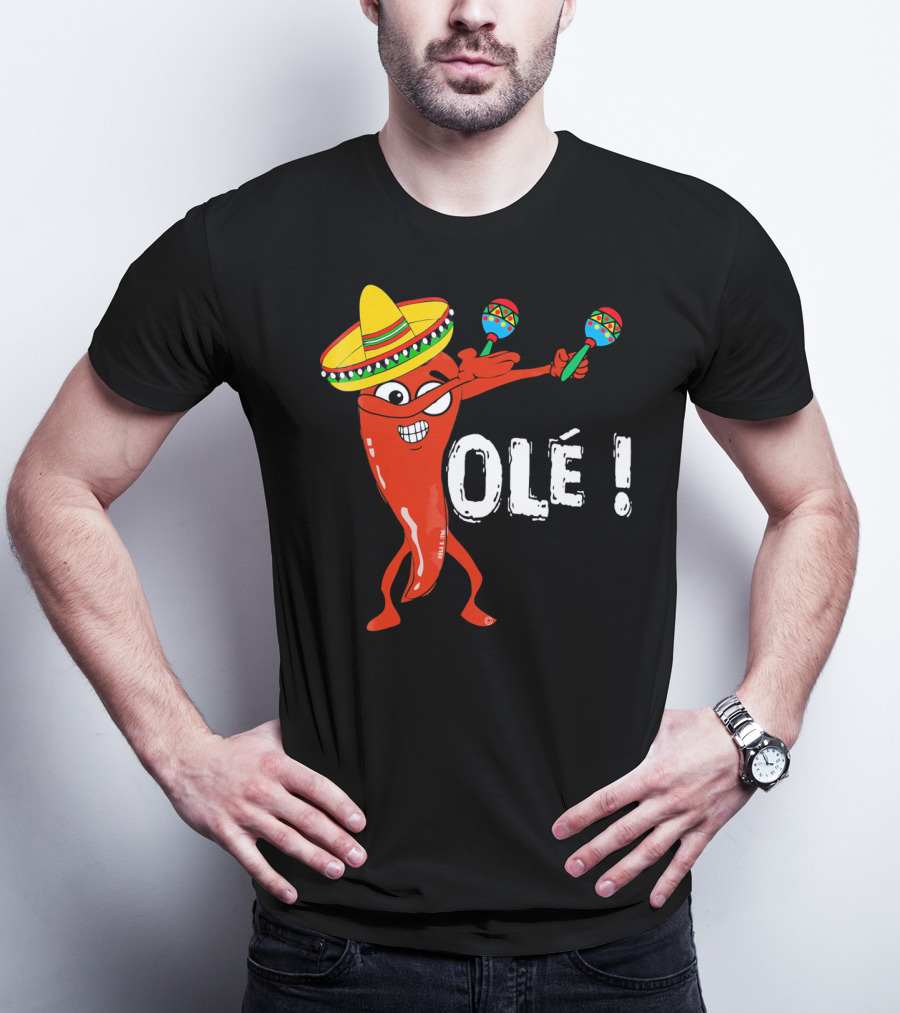 Olé Cinco De Mayo Dancing Chili With Sombrero And Maracas T-Shirt