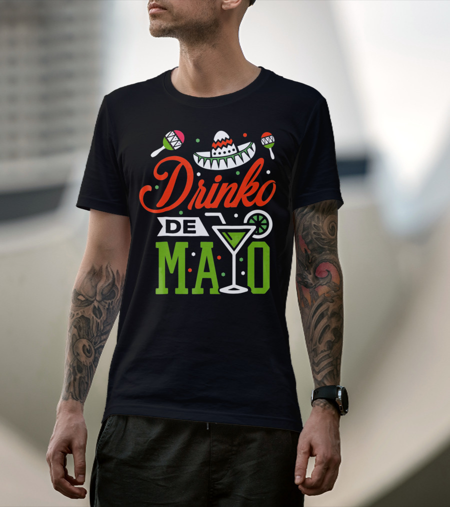 Drinko De Mayo Sombrero Maracas Margarita Icons T-Shirt