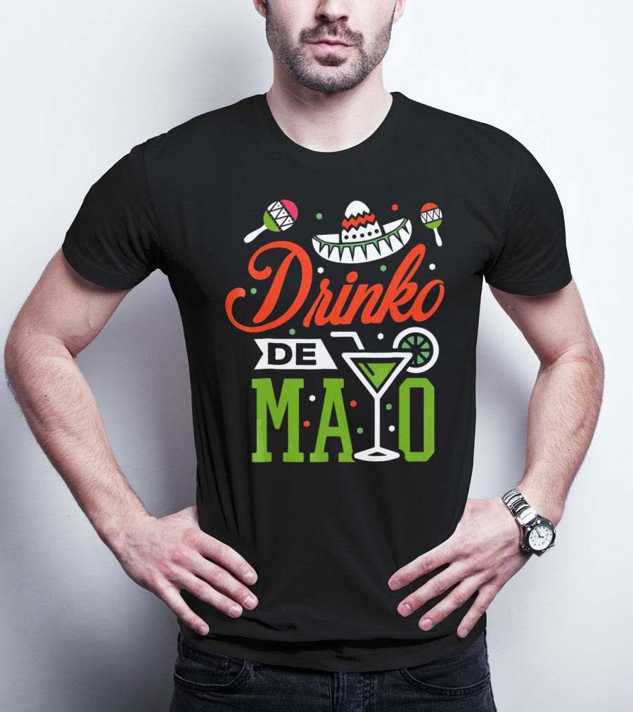 Drinko De Mayo Sombrero Maracas Margarita Icons T-Shirt