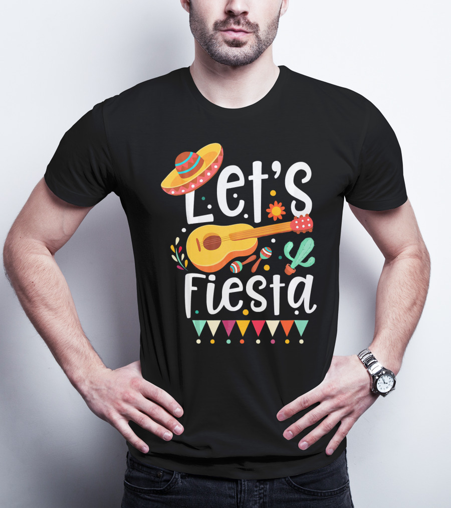 Let's Fiesta Cinco De Mayo Mexican Guitar T-Shirt
