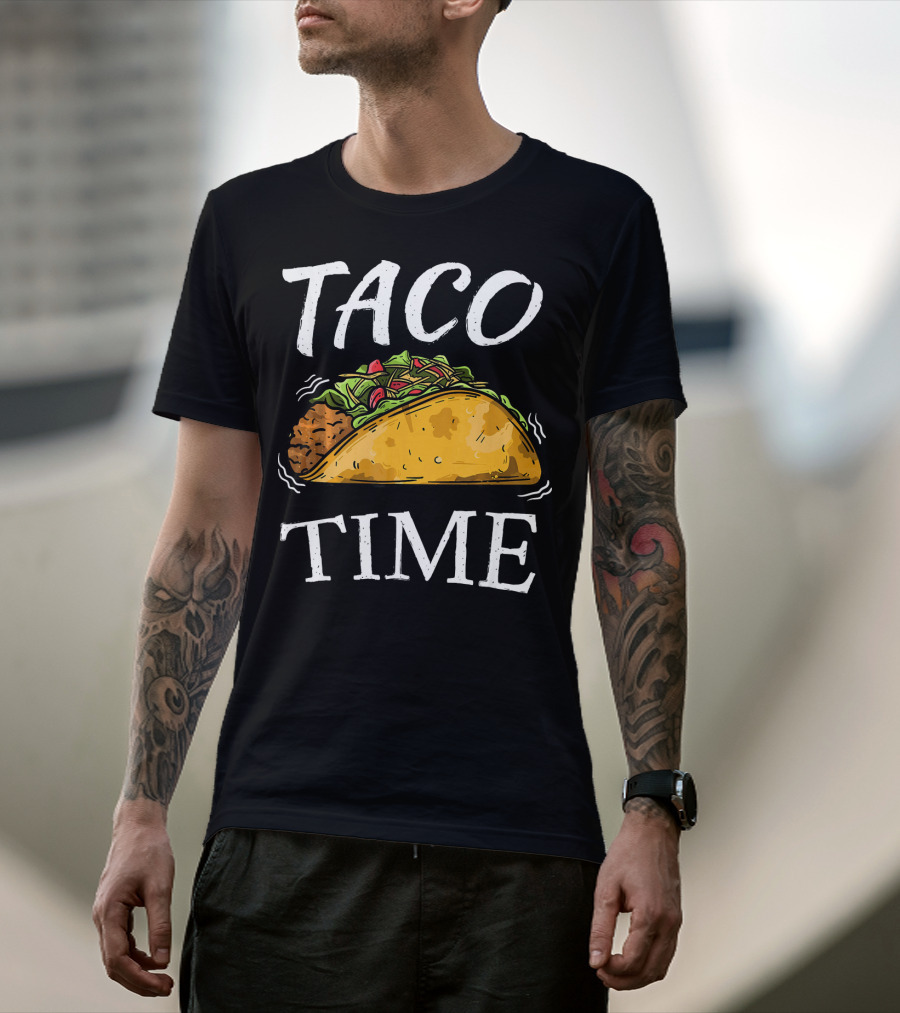 Taco Time Funny Cinco De Mayo Celebration With Taco Drawing T-Shirt