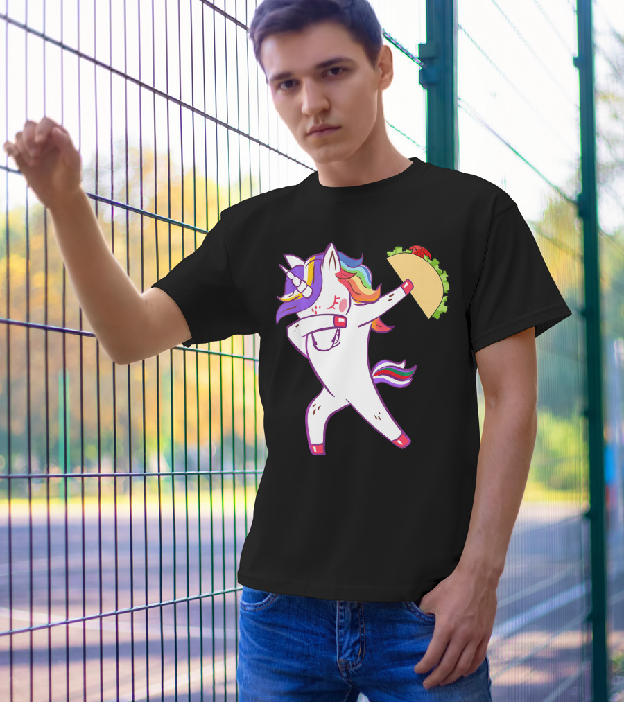 Unicorn Dabbing With Taco Cinco De Mayo T-Shirt