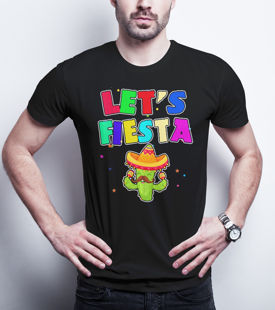 Let's Fiesta Cinco De Mayo Drinko Cactus Sombrero T-Shirt