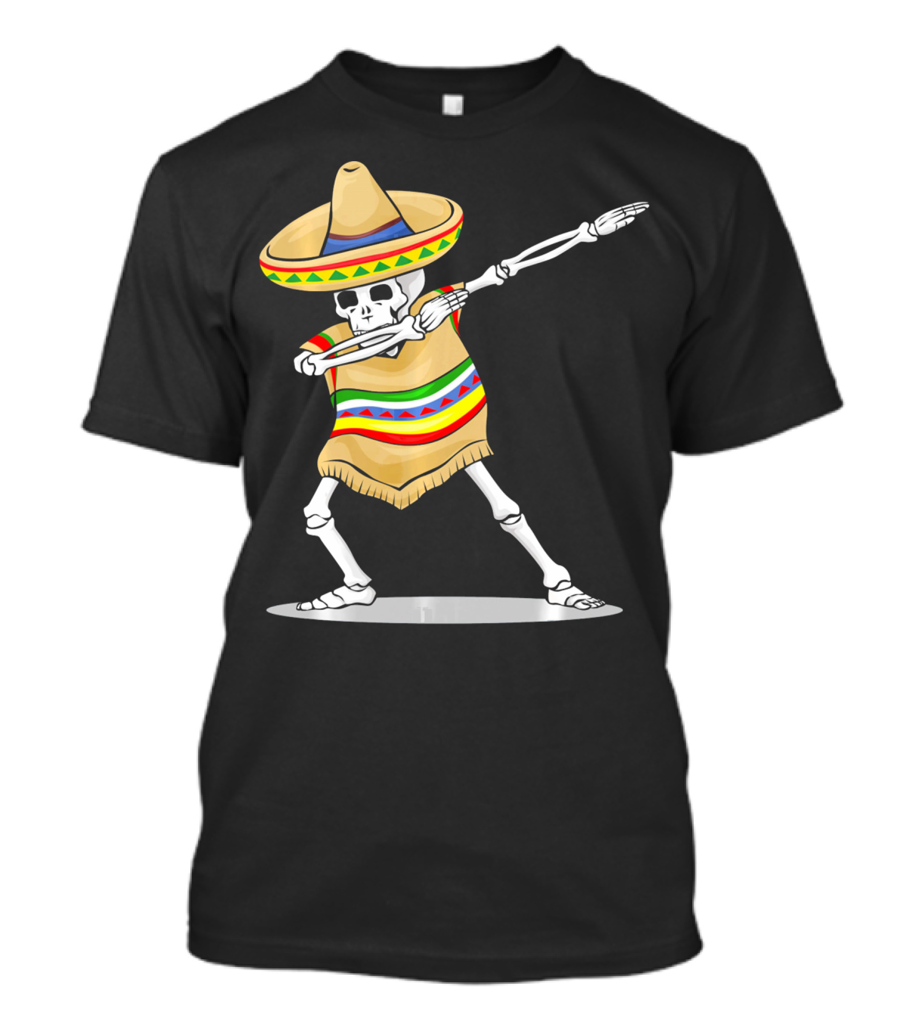 Cinco De Mayo Dabbing Skeleton Sombrero Poncho T-Shirt