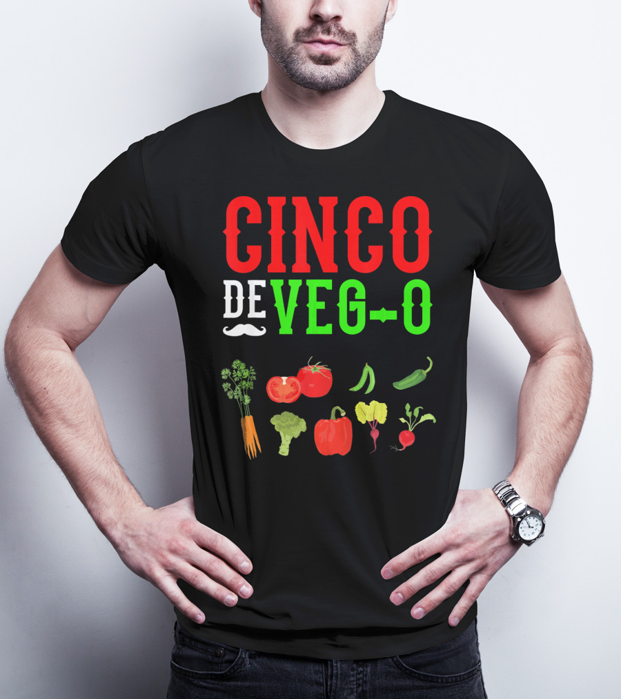 Cinco De Veg-O Vegetarian Vegetables Carrot Broccoli Tomato Pepper Radish T-Shirt