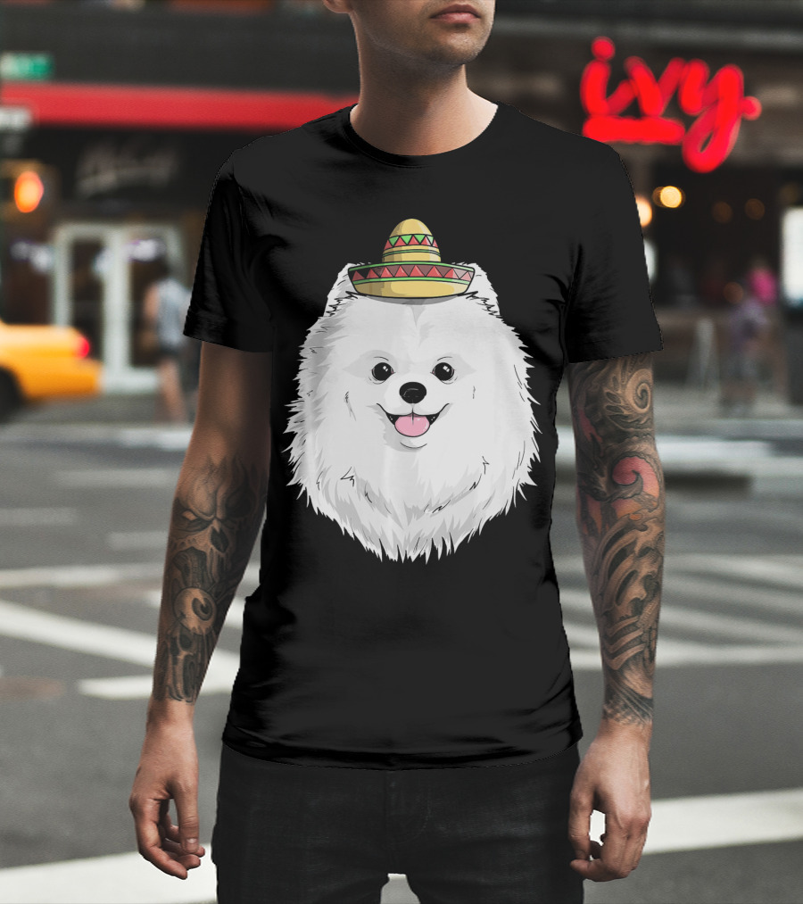 Fiesta Pomeranian Dog Sombrero Cinco De Mayo T-Shirt