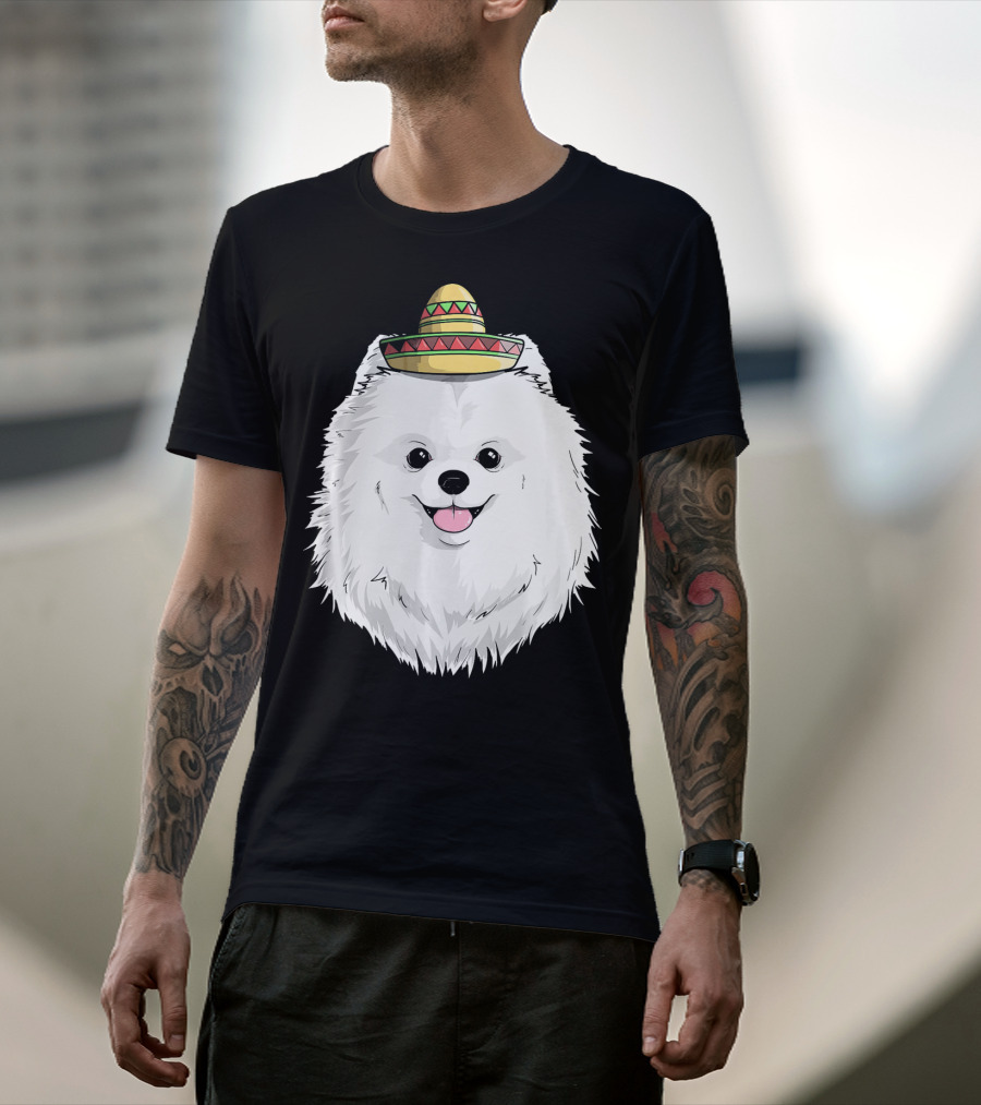 Fiesta Pomeranian Dog Sombrero Cinco De Mayo T-Shirt