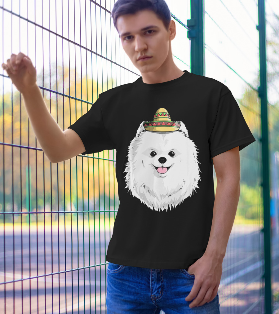 Fiesta Pomeranian Dog Sombrero Cinco De Mayo T-Shirt