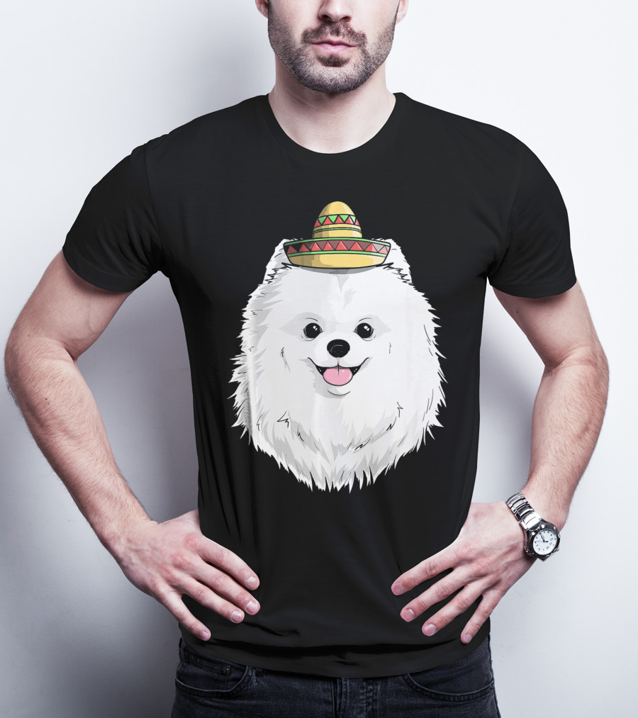 Fiesta Pomeranian Dog Sombrero Cinco De Mayo T-Shirt