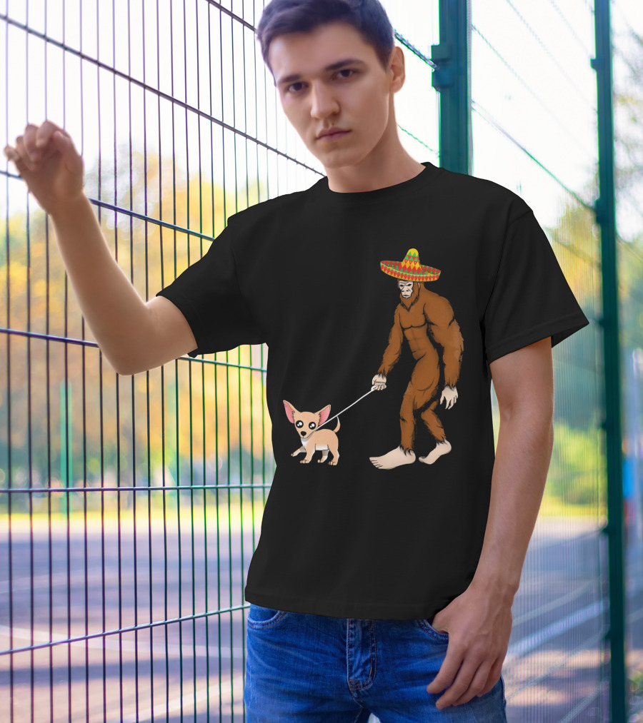 Bigfoot Sombrero And Chihuahua T-Shirt