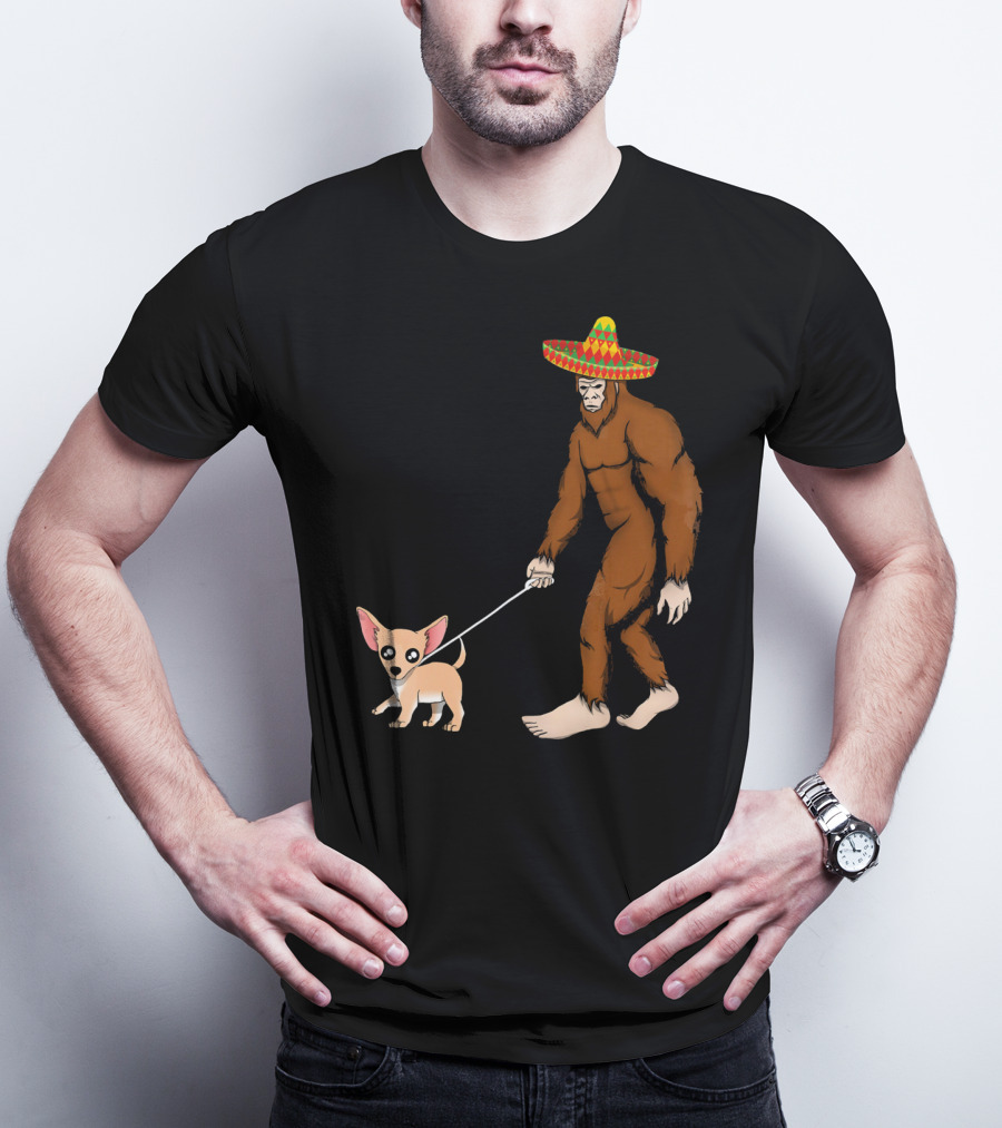Bigfoot Sombrero And Chihuahua T-Shirt