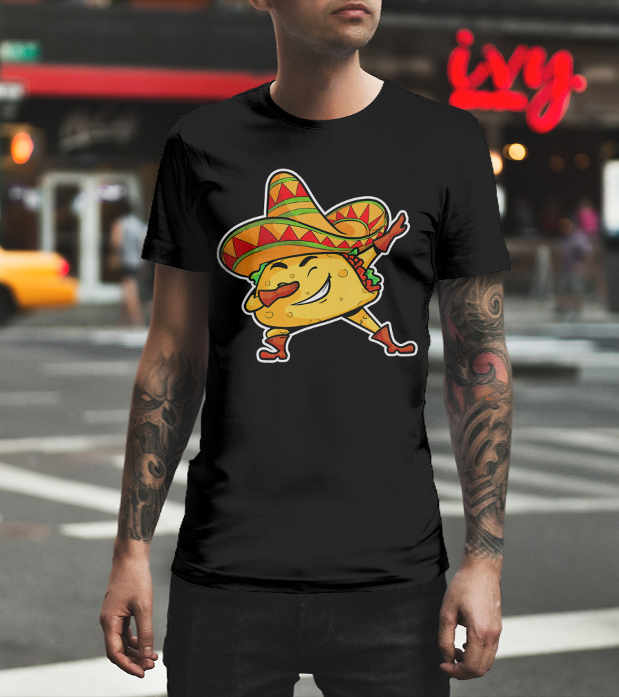 Dabbing Taco With Sombrero Cinco De Mayo T-Shirt