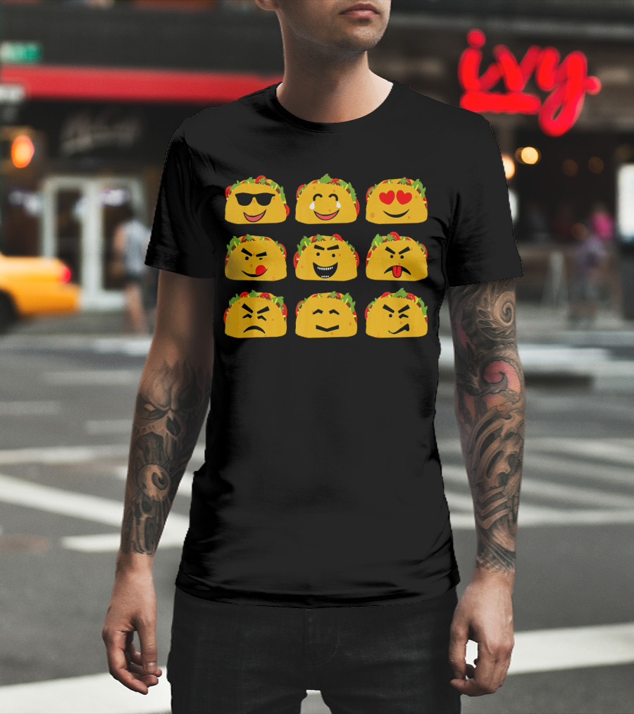 Taco Faces Emoji Cinco De Mayo Mexican T-Shirt