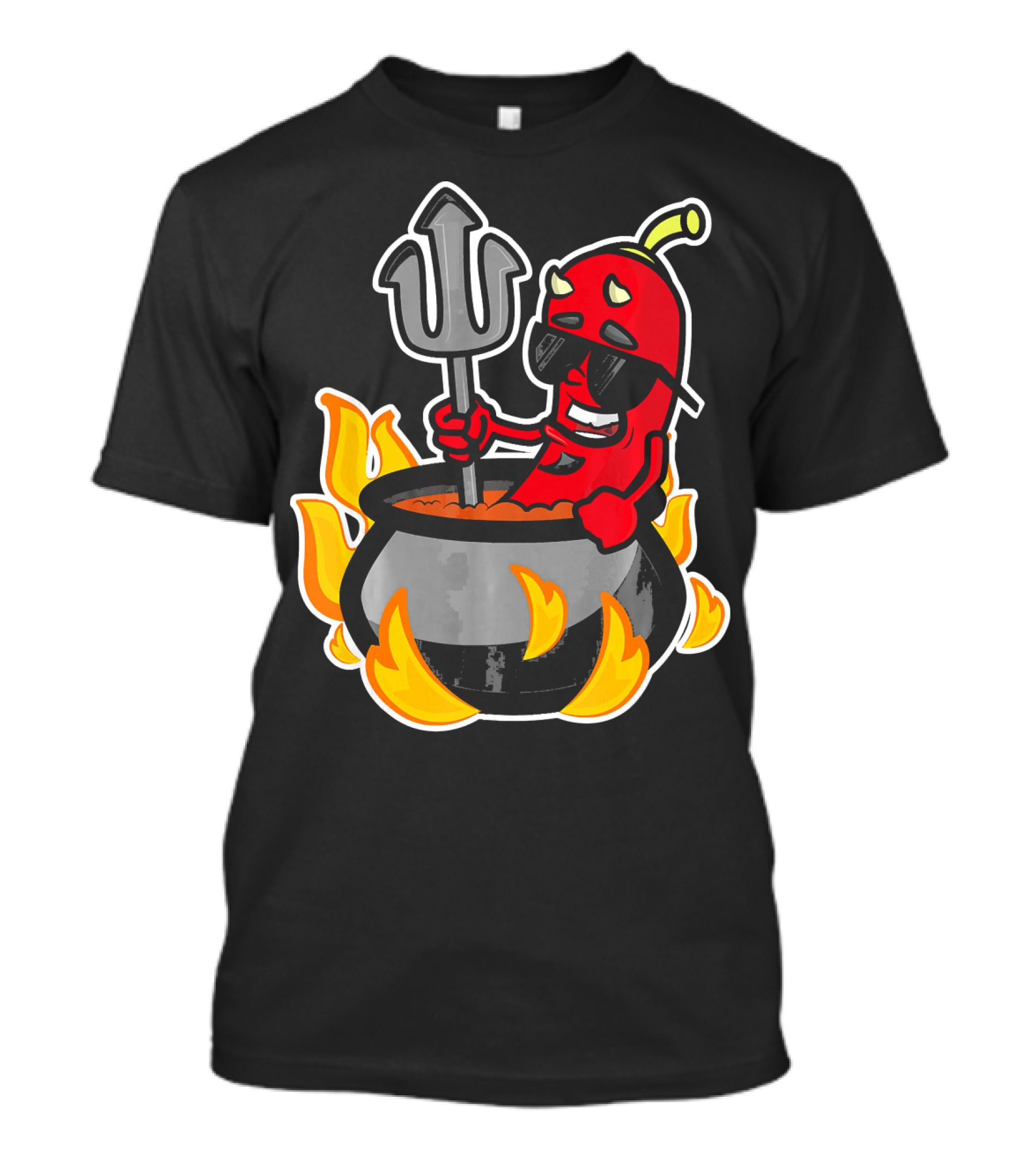 Funny Chili Pepper Devil In Fiery Pot Cinco De Mayo T-Shirt