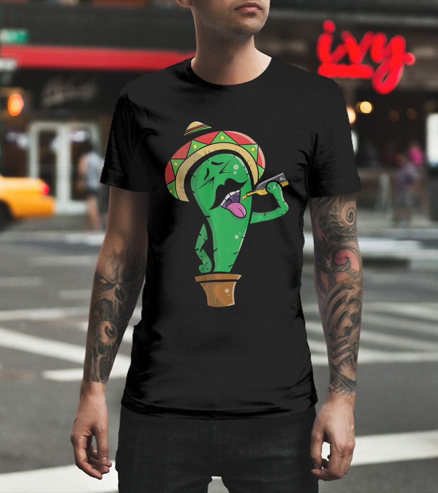 Funny Drinking Mexican Cactus Cinco De Mayo Sombrero Party T-Shirt