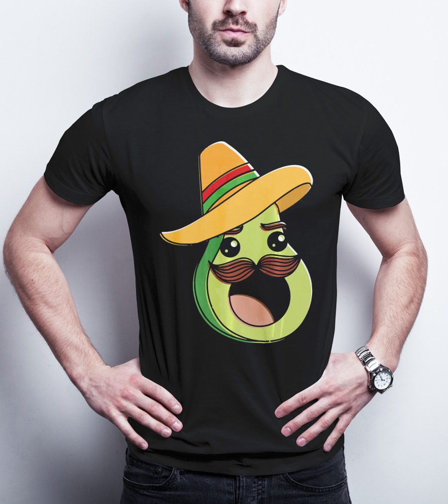 Cinco De Mayo Funny Avocado With Sombrero And Mustache T-Shirt