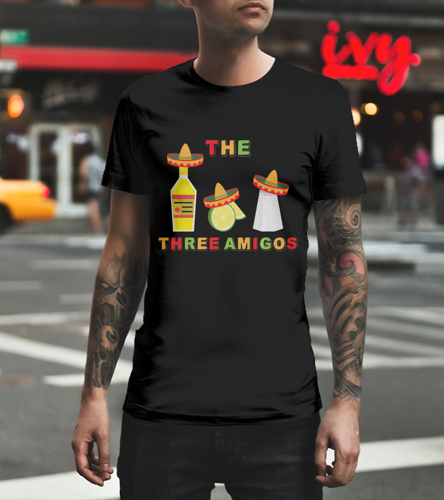 Cinco De Mayo Three Amigos Tequila Lime Sombreros T-Shirt