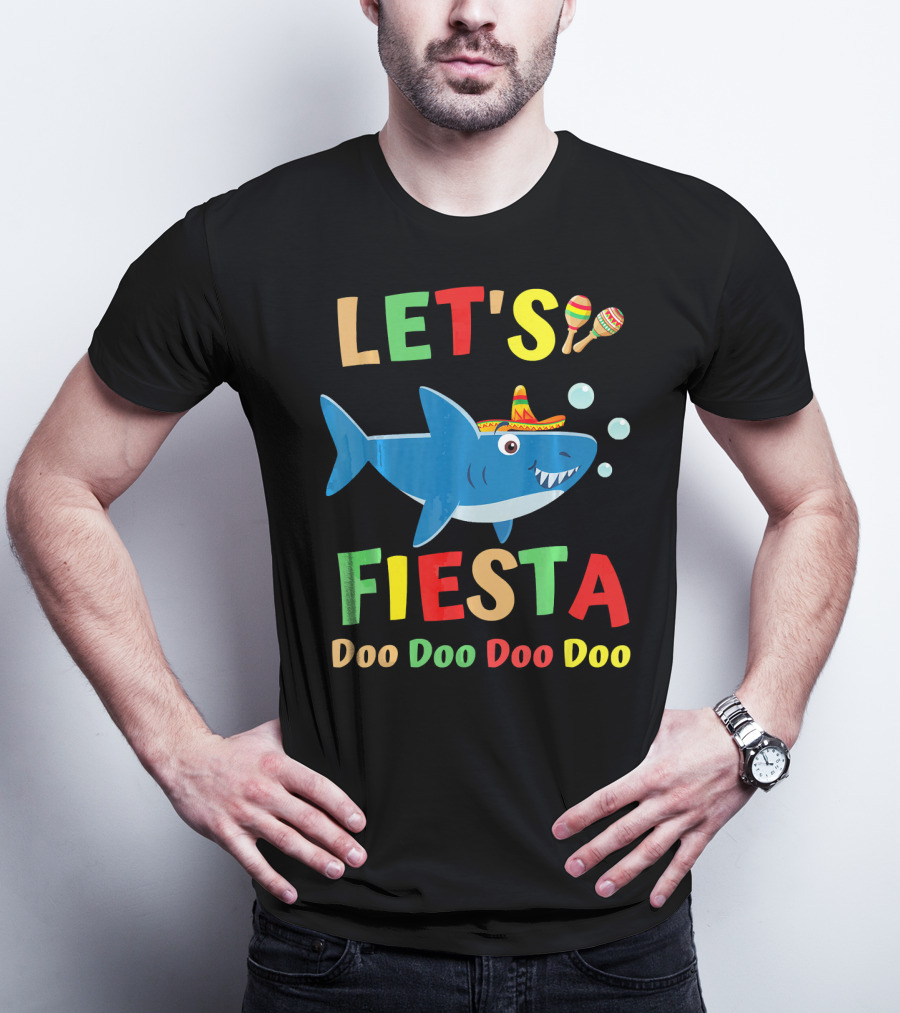 LET'S FIESTA DOO DOO DOO DOO SHARK SOMBRERO MARACAS BUBBLES T-Shirt