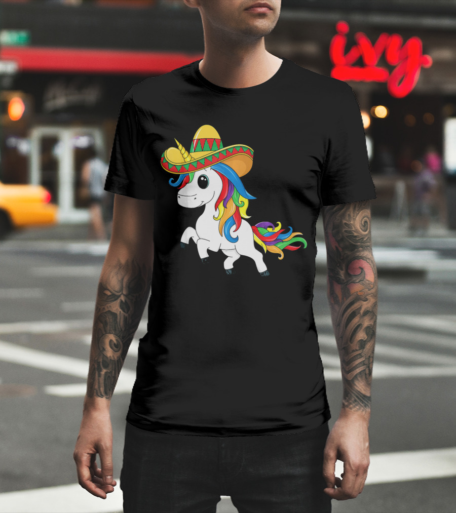 Cinco De Mayo Unicorn Sombrero Rainbow Kids Girls T-Shirt