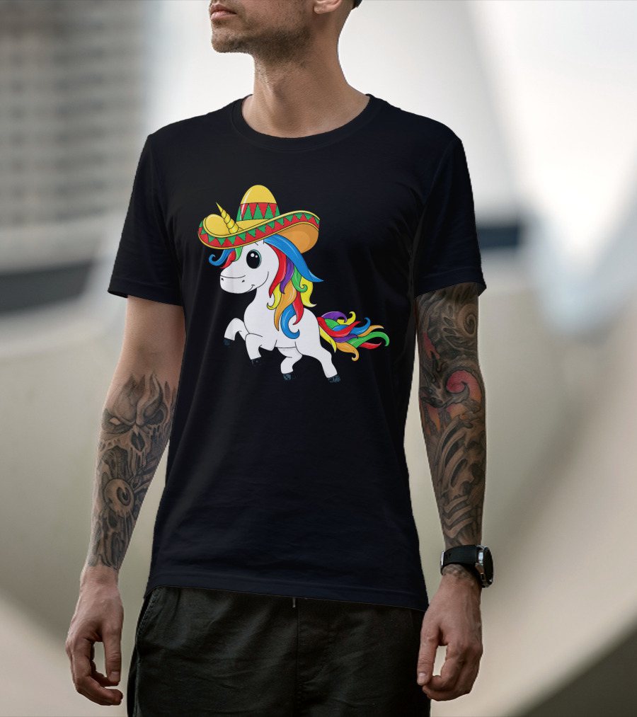 Cinco De Mayo Unicorn Sombrero Rainbow Kids Girls T-Shirt