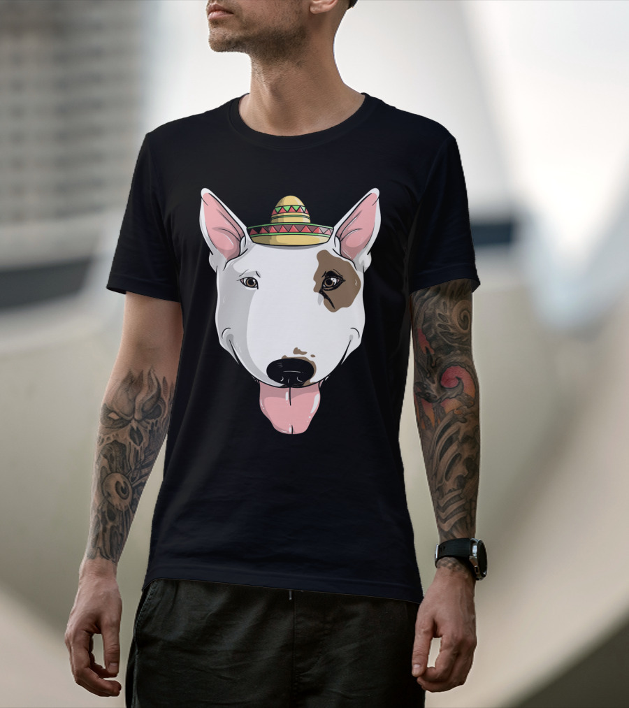 Bull Terrier Dog Sombrero Fiesta Cinco De Mayo T-Shirt