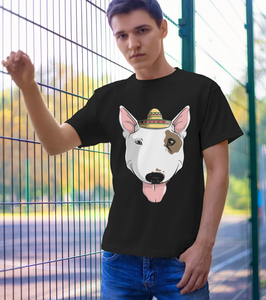 Bull Terrier Dog Sombrero Fiesta Cinco De Mayo T-Shirt