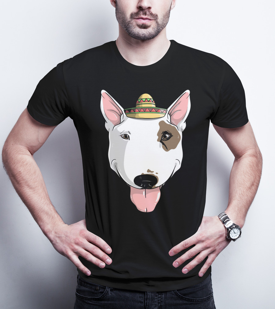 Bull Terrier Dog Sombrero Fiesta Cinco De Mayo T-Shirt