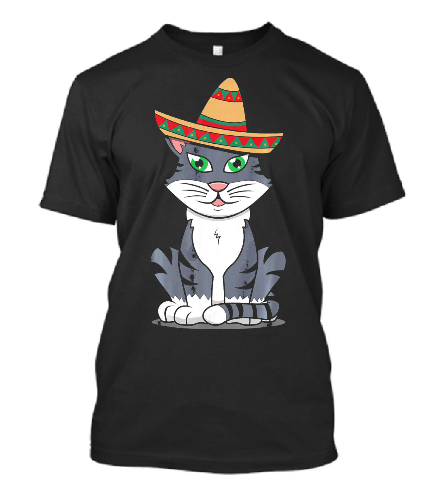 Cinco De Mayo Cat Happy With Sombrero T-Shirt