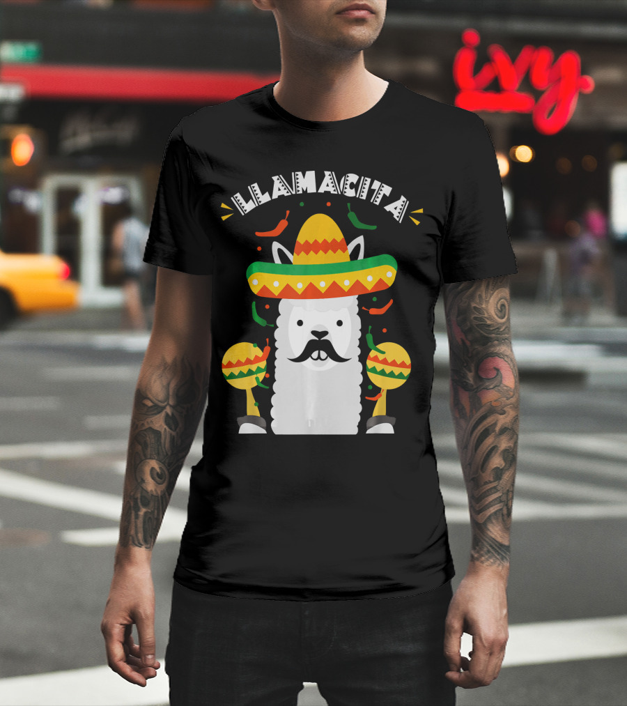 Llamacita Cinco De Mayo Party Llama Sombrero Maracas T-Shirt