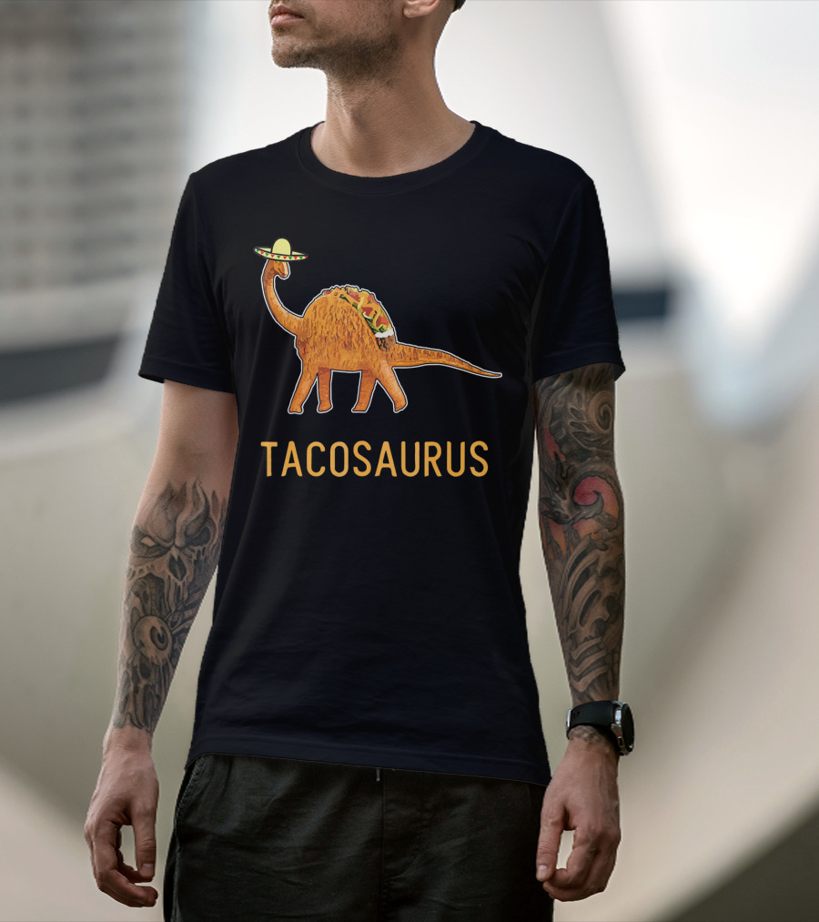 Funny Cinco De Mayo Tacosaurus Dinosaur In Sombrero With Taco Back T-Shirt