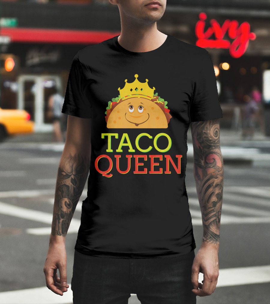 TACO QUEEN Funny Cinco DE Mayo Crowned Smiling Taco T-Shirt