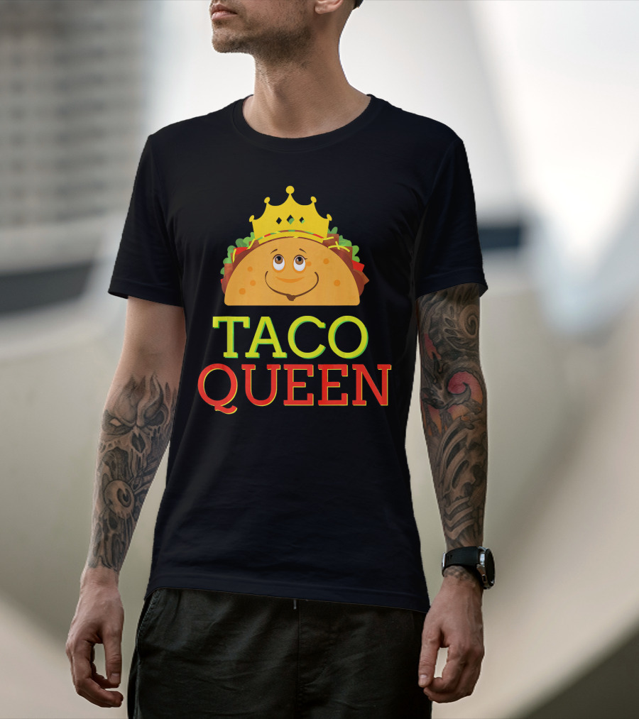 TACO QUEEN Funny Cinco DE Mayo Crowned Smiling Taco T-Shirt