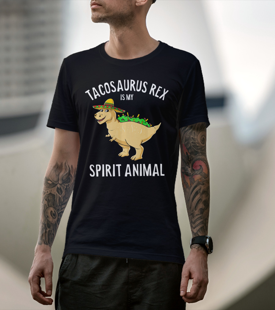 Tacosaurus Rex Is My Spirit Animal Sombrero Dinosaur With Taco Back T-Shirt