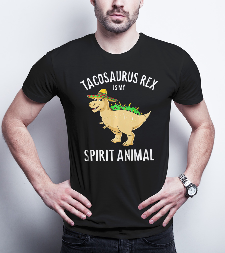 Tacosaurus Rex Is My Spirit Animal Sombrero Dinosaur With Taco Back T-Shirt