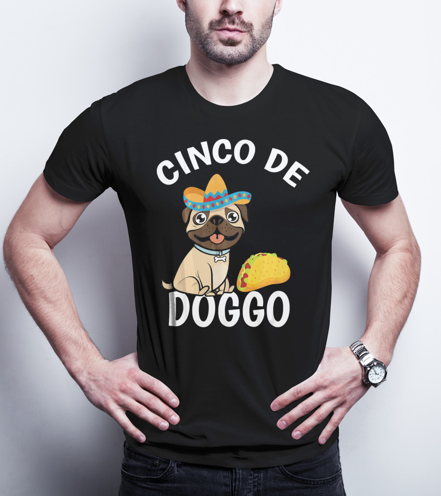 Cinco De Doggo Mexican Pug Sombrero Taco T-Shirt